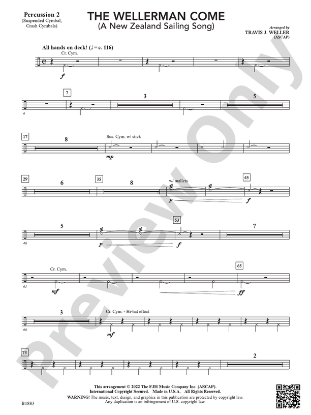 The Wellerman Come: Percussion 2: Percussion 2 Part: Travis J. Weller - Digital Sheet Music Download