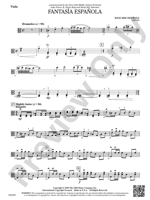 Fantasía española: Viola: Viola Part: Soon Hee Newbold - Digital Sheet ...