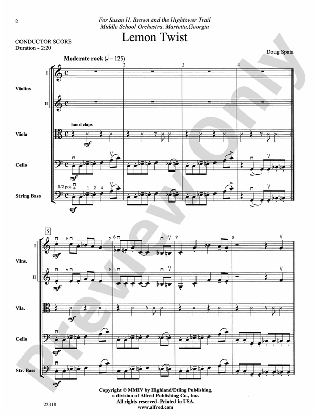Lemon Twist: Score: String Orchestra Score - Digital Sheet Music Download