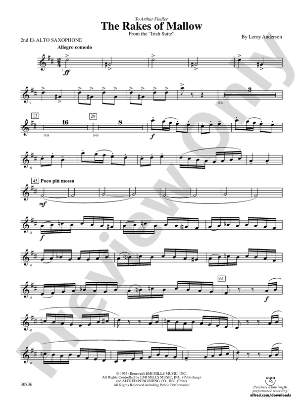 The Rakes of Mallow (from the Irish Suite): 2nd E-flat Alto Saxophone ...