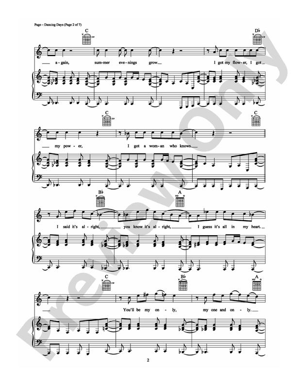 Dancing Days: Piano/Vocal/Chords: Led Zeppelin - Digital Sheet Music ...