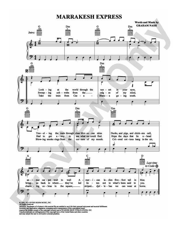 Marrakesh Express: Piano/Vocal/Chords: Crosby, Stills, Nash and Young ...