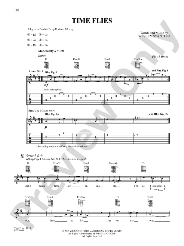 Time Flies: Guitar: Puddle of Mudd - Digital Sheet Music Download