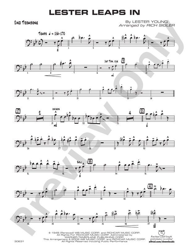 Lester Leaps In: 2nd Trombone: 2nd Trombone Part - Digital Sheet Music Download