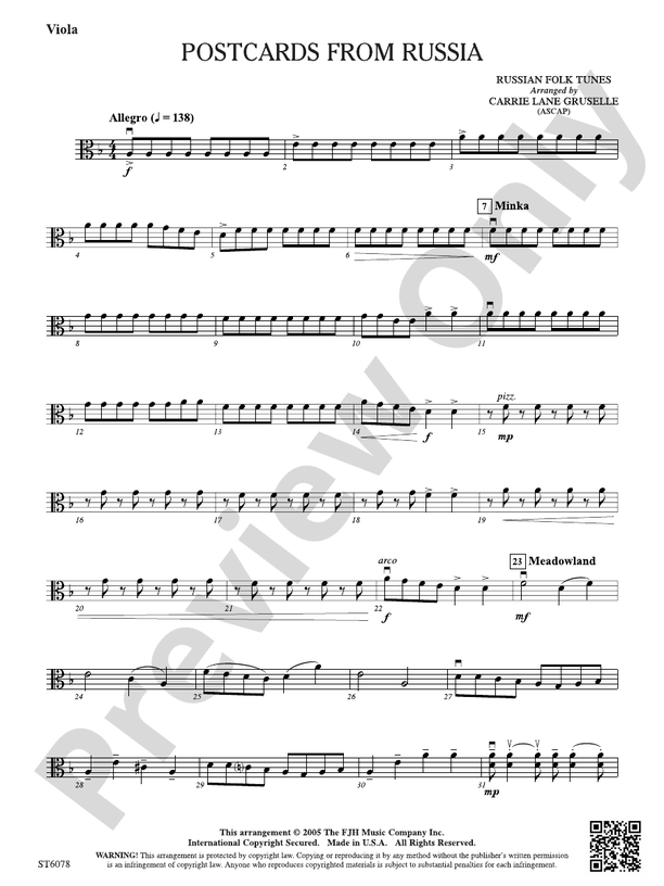 Postcards from Russia: Viola: Viola Part - Digital Sheet Music Download