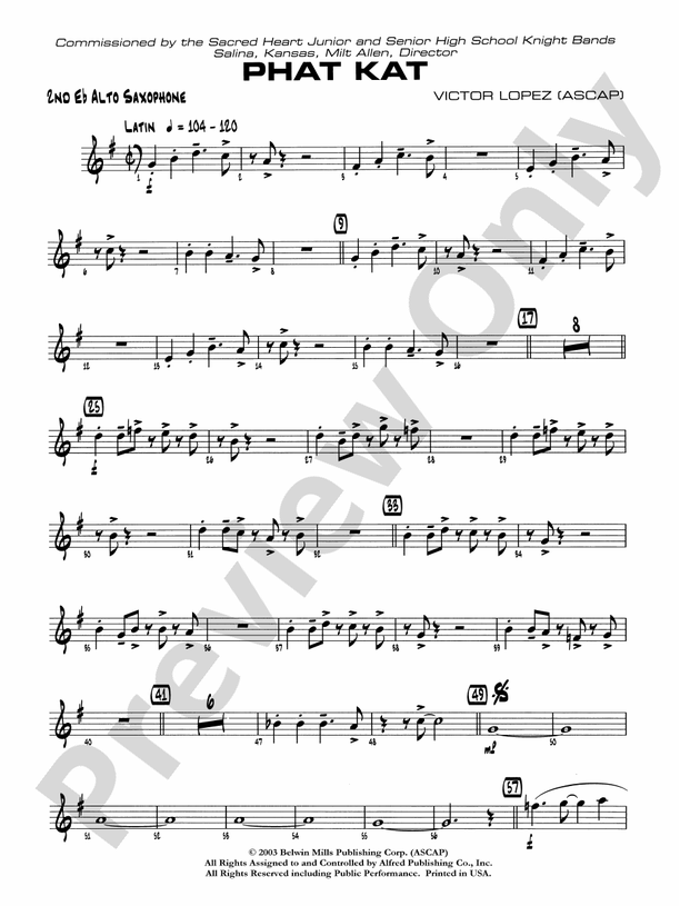 Phat Kat 2nd E Flat Alto Saxophone 2nd E Flat Alto Saxophone Part
