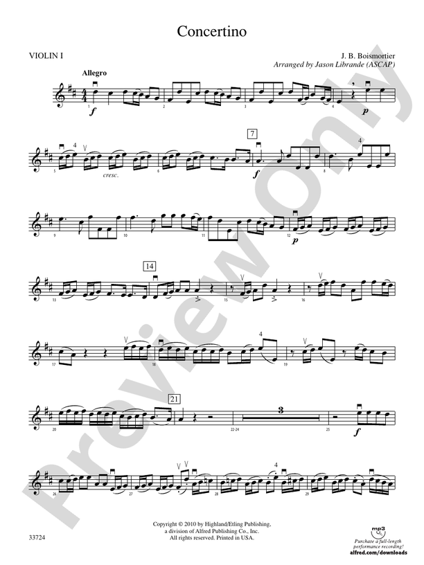 Concertino: 1st Violin: 1st Violin Part - Digital Sheet Music Download