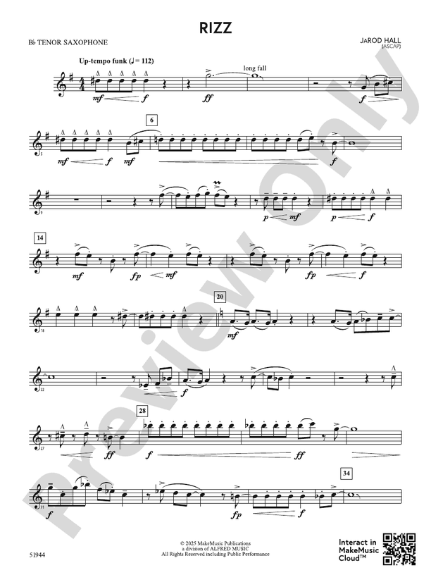 Rizz: B-flat Tenor Saxophone: B-flat Tenor Saxophone Part - Digital ...