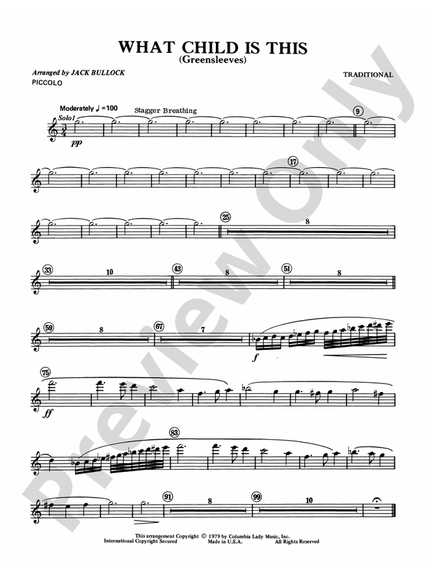 What Child Is This?: Piccolo: Piccolo Part - Digital Sheet Music Download