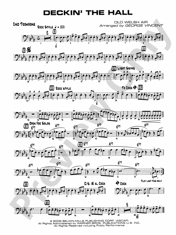 Deckin' the Hall: 2nd Trombone: 2nd Trombone Part - Digital Sheet Music Download
