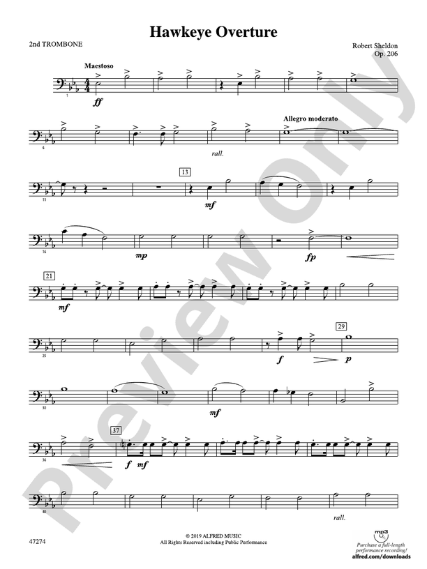 Hawkeye Overture: 2nd Trombone: 2nd Trombone Part - Digital Sheet Music Download