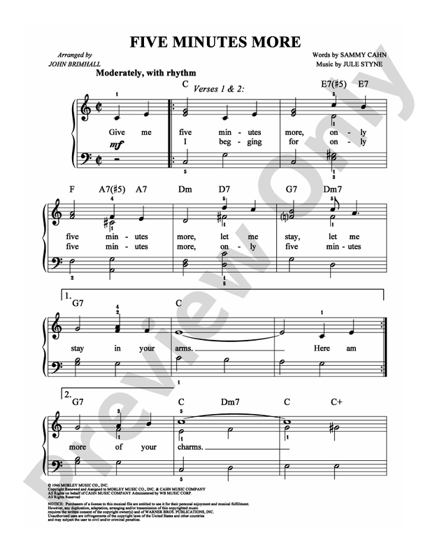 Five Minutes More: Easy Piano: Jule Styne - Digital Sheet Music Download