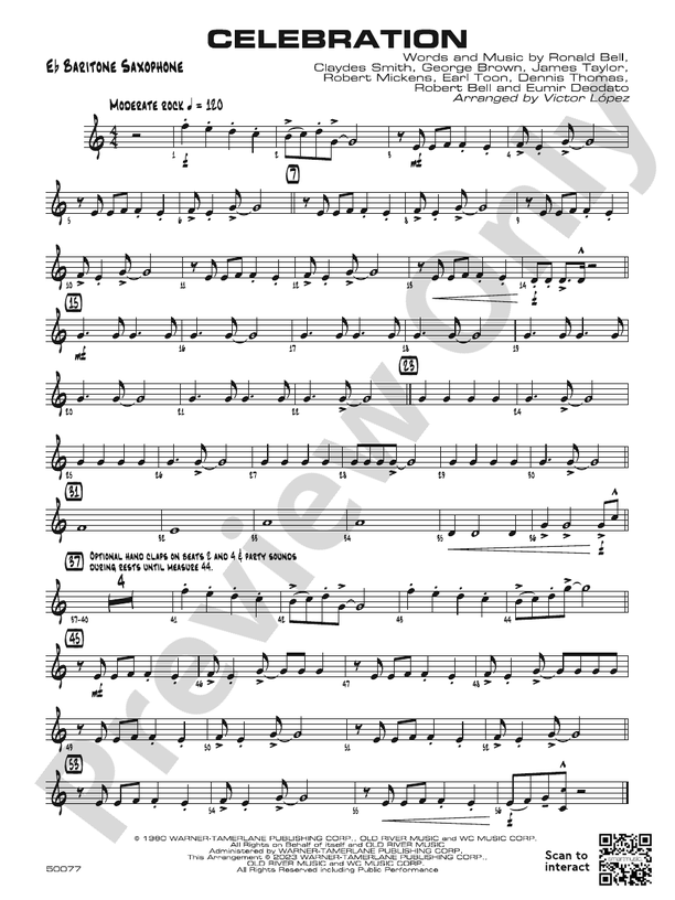 Celebration: E-flat Baritone Saxophone: E-flat Baritone Saxophone Part - Digital Sheet Music ...