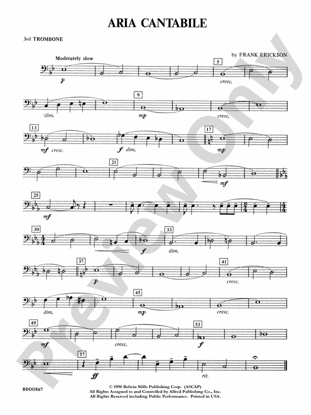 Aria Cantabile: 3rd Trombone: 3rd Trombone Part - Digital Sheet Music ...
