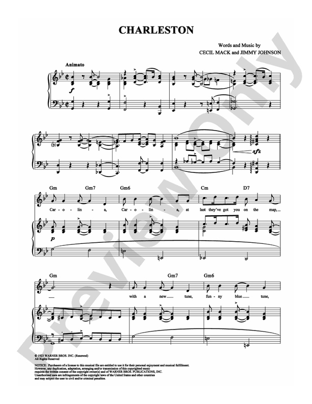 Charleston: Piano/Vocal/Chords: Jimmy Johnson - Digital Sheet Music ...