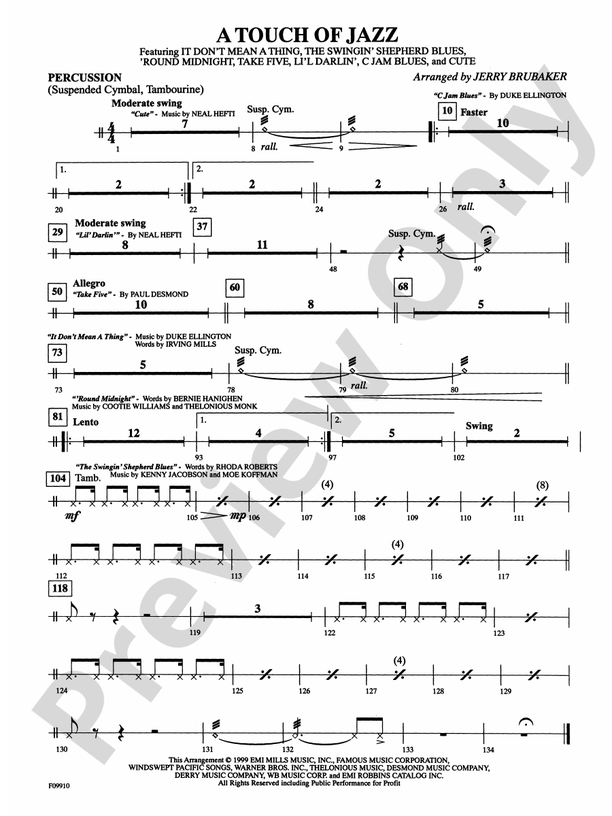 A Touch of Jazz: 1st Percussion: 1st Percussion Part - Digital Sheet ...
