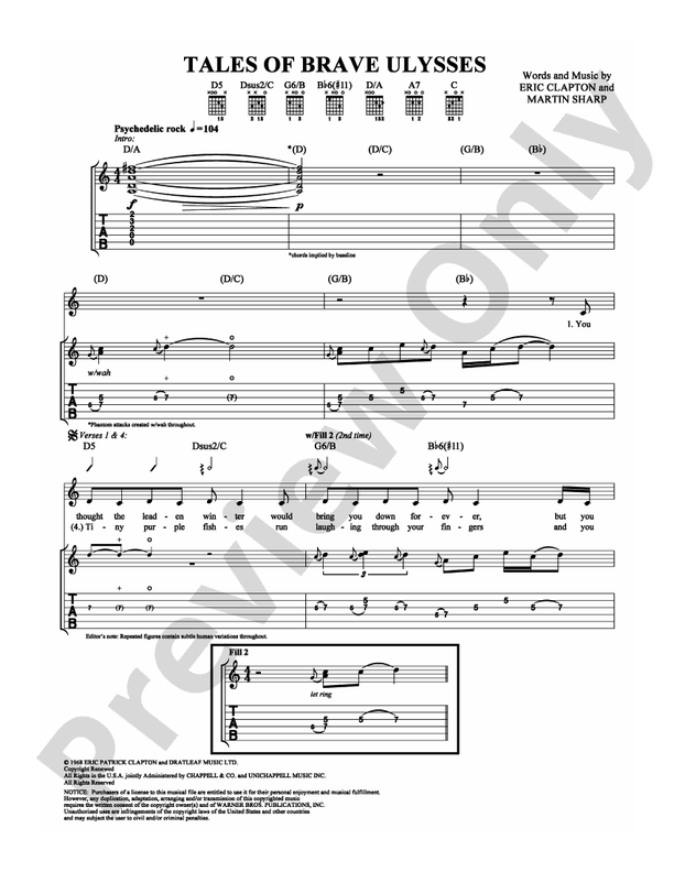 Tales of Brave Ulysses: Guitar TAB: Cream - Digital Sheet Music Download