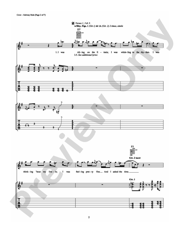 Subway Ride: Guitar TAB: Sheryl Crow - Digital Sheet Music Download
