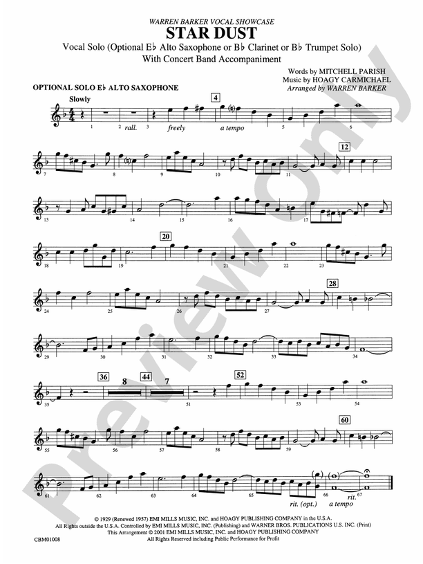 Star Dust: Solo Alto Saxophone: Solo Alto Saxophone Part - Digital ...