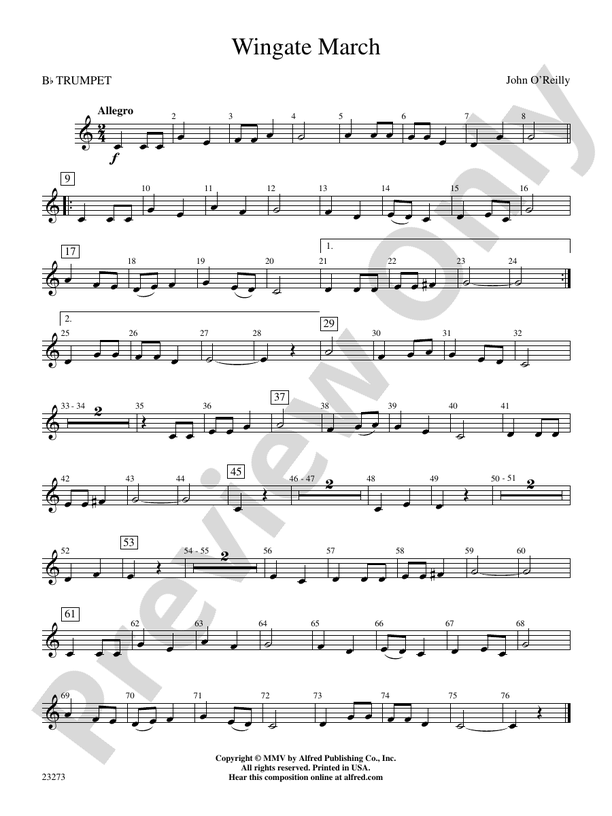 Wingate March: 1st B-flat Trumpet: 1st B-flat Trumpet Part - Digital ...