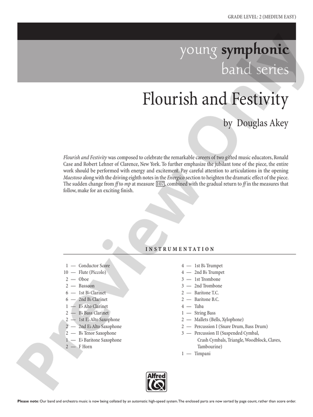 Flourish & Festivity: Concert Band Conductor Score & Parts: Douglas ...