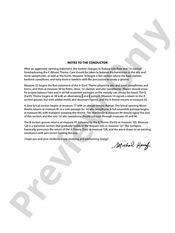 Syzygy: Concert Band Conductor Score & Parts: Michael Kamuf - Digital ...