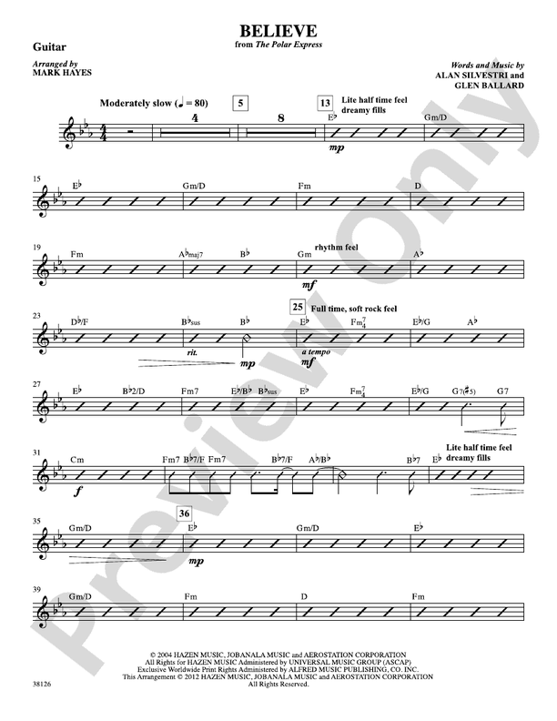 Believe (from The Polar Express): Guitar: Guitar Part - Digital Sheet ...
