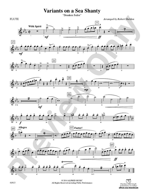 Variants on a Sea Shanty: Flute: Flute Part - Digital Sheet Music Download