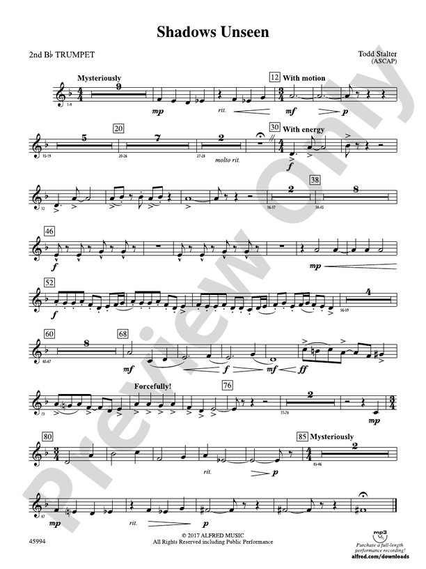 Shadows Unseen: 2nd B-flat Trumpet: 2nd B-flat Trumpet Part - Digital ...