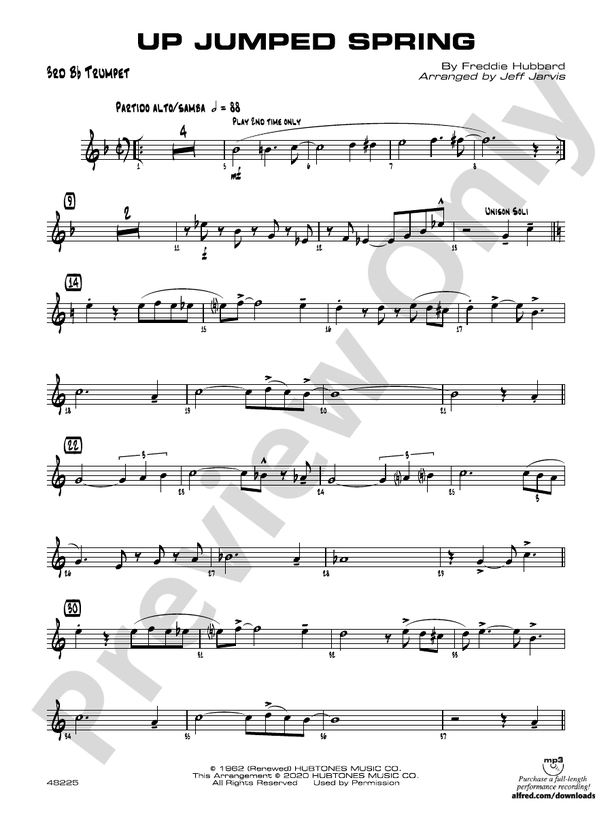 Up Jumped Spring: 3rd B-flat Trumpet: 3rd B-flat Trumpet Part - Digital Sheet Music Download