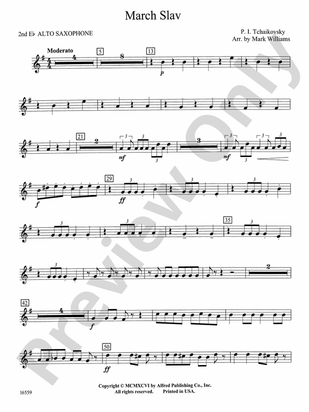 March Slav: 2nd E-flat Alto Saxophone: 2nd E-flat Alto Saxophone Part - Digital Sheet Music Download