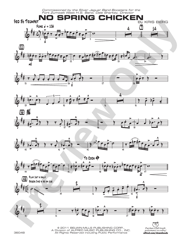 No Spring Chicken: 3rd B-flat Trumpet: 3rd B-flat Trumpet Part - Digital Sheet Music Download