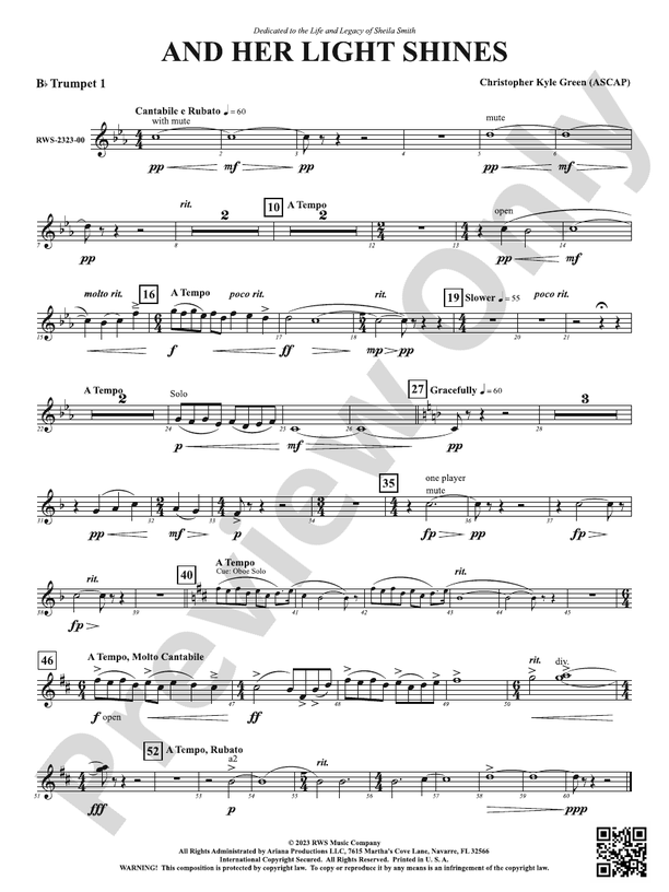 And Her Light Shines: 1st B-flat Trumpet: 1st B-flat Trumpet Part ...