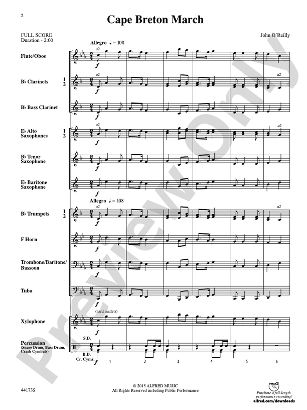Cape Breton March: Score: Concert Band Score - Digital Sheet Music Download