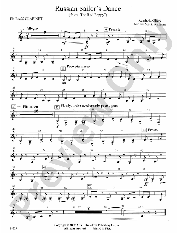 Russian Sailor's Dance (from "The Red Poppy"): B-flat Bass Clarinet: B ...