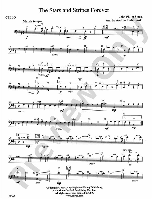 The Stars and Stripes Forever: Cello: Cello Part - Digital Sheet Music Download