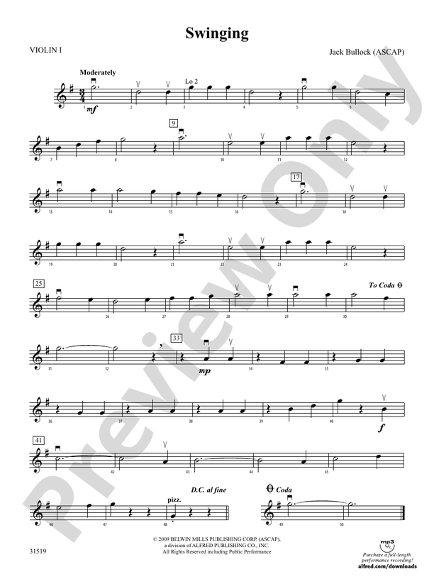 Swinging: 1st Violin: 1st Violin Part - Digital Sheet Music Download