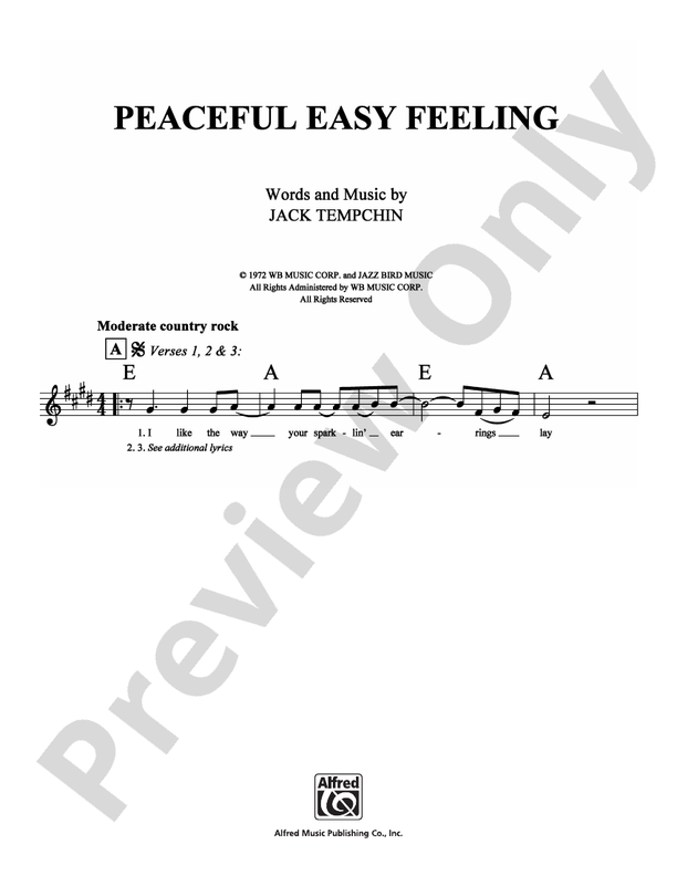 Peaceful Easy Feeling: Lead Sheet: Jack Tempchin - Digital Sheet Music ...
