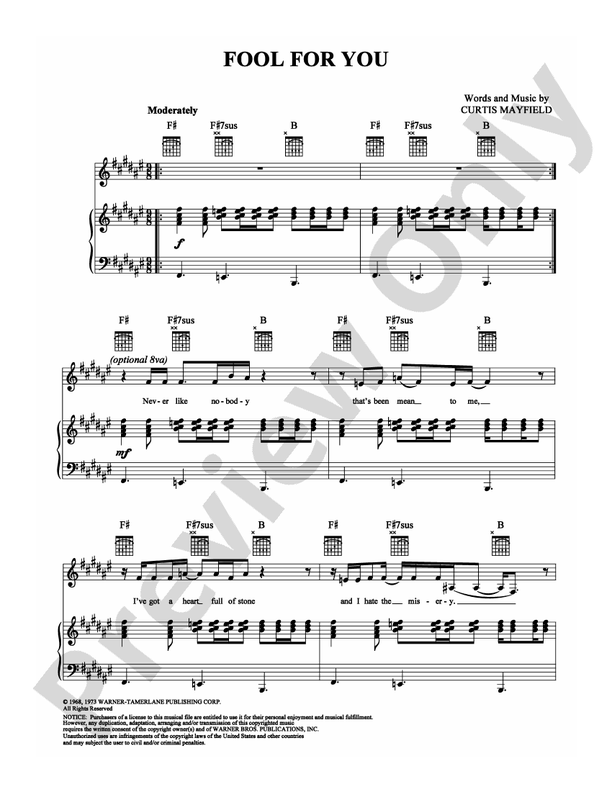 Fool For You: Piano/Vocal/Chords: Curtis Mayfield - Digital Sheet Music ...