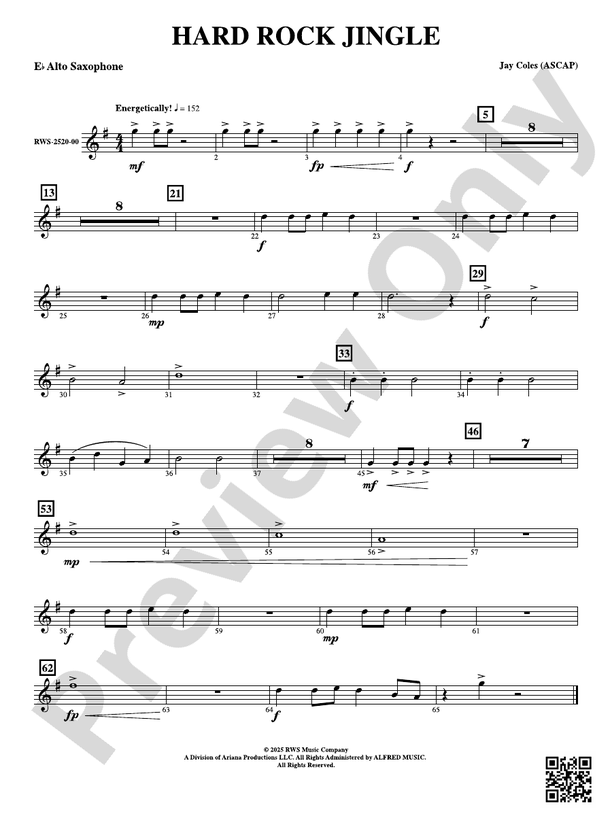 Hard Rock Jingle: E-flat Alto Saxophone: E-flat Alto Saxophone Part ...