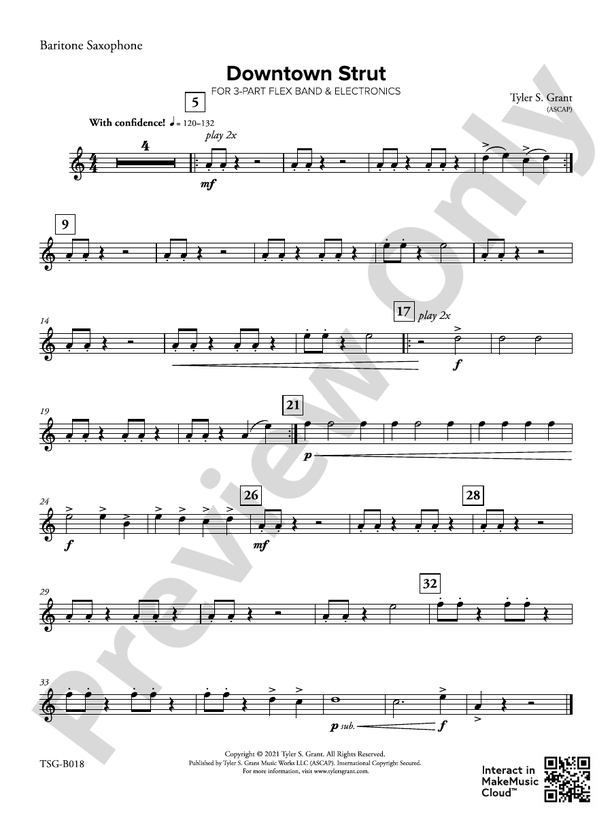 Downtown Strut: Part 3 - E-flat Baritone Saxophone: Part 3 - E-flat Baritone Saxophone Part ...