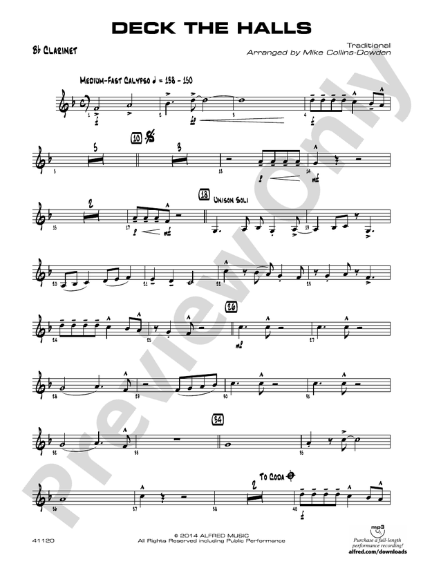 Deck the Halls: 1st B-flat Clarinet: 1st B-flat Clarinet Part - Digital ...