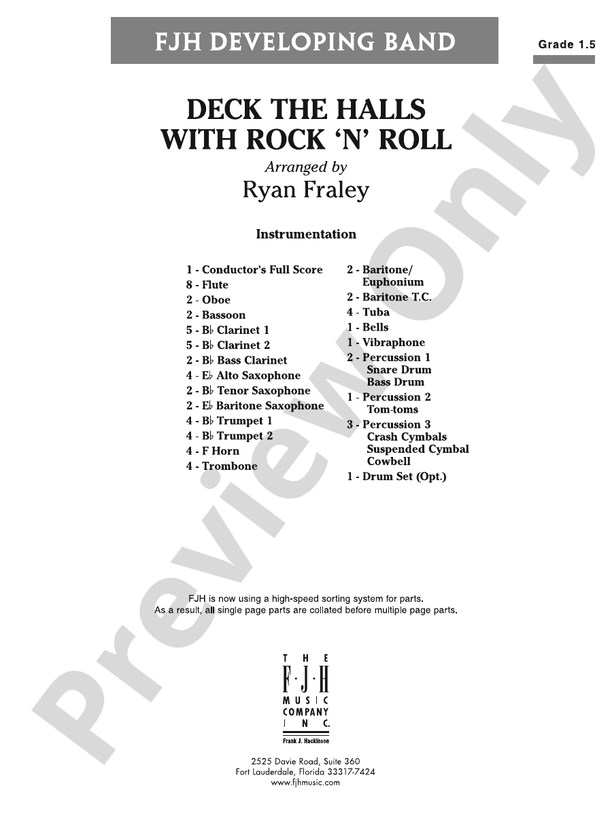 Deck the Halls with Rock 'n' Roll: Score: Concert Band Score: Ryan ...