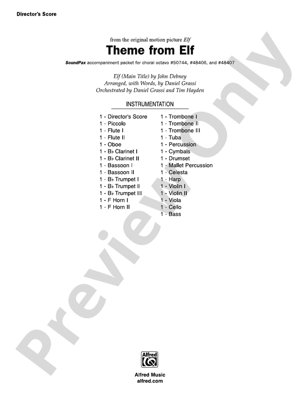 Theme from Elf: Choral SoundPax: John Debney - Digital Sheet Music Download