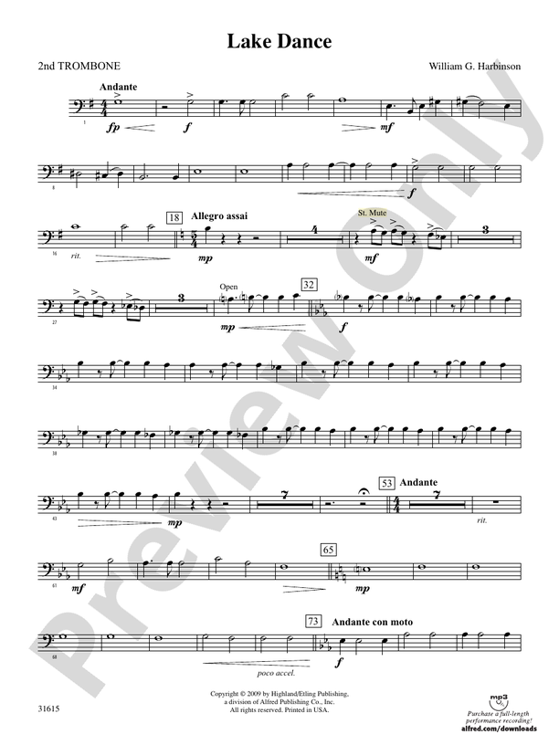 Lake Dance: 2nd Trombone: 2nd Trombone Part - Digital Sheet Music Download