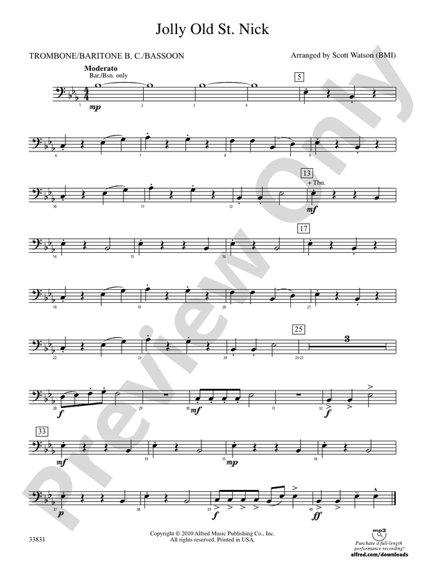 Jolly Old St. Nick: 1st Trombone: 1st Trombone Part - Digital Sheet ...