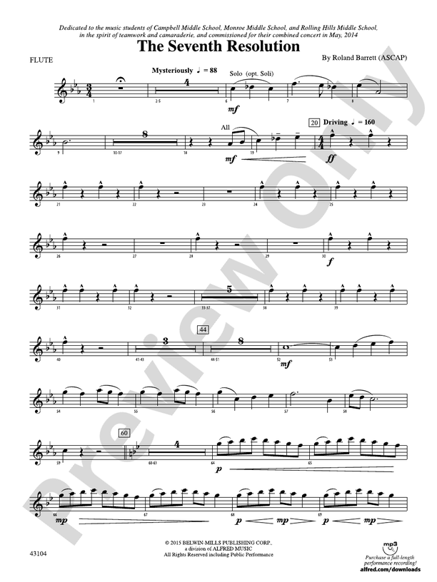 The Seventh Resolution: Flute: Flute Part - Digital Sheet Music Download