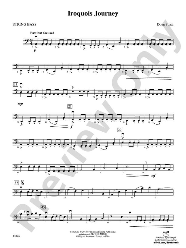 Iroquois Journey: String Bass: String Bass Part - Digital Sheet Music ...