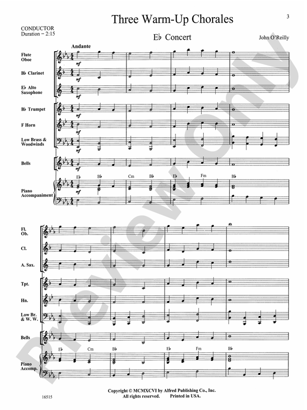 Three Warm-Up Chorales: Score: Concert Band Score - Digital Sheet Music ...