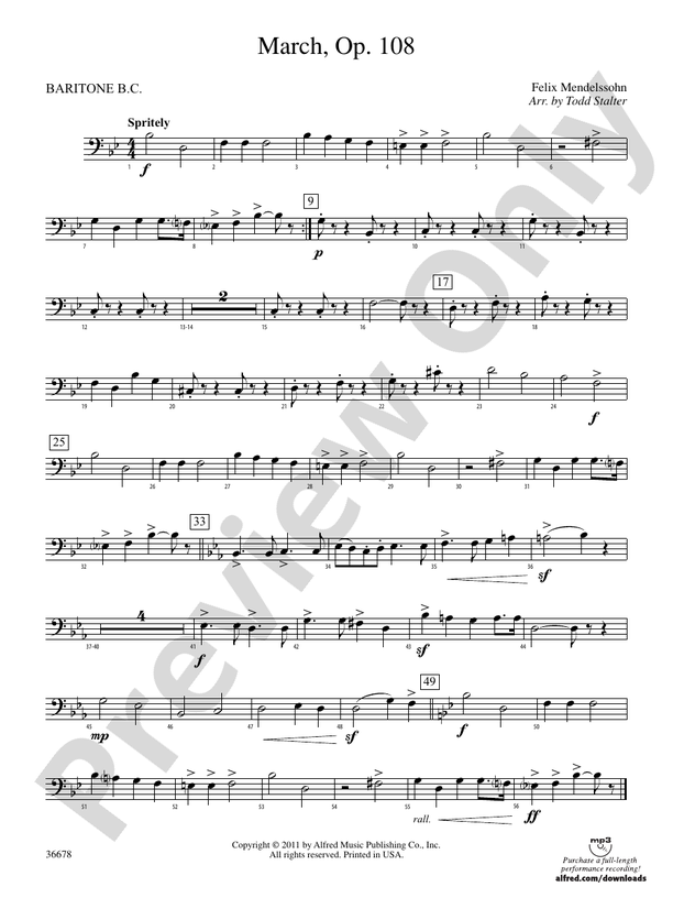 March, Op. 108: Baritone B.C.: Baritone B.C. Part - Digital Sheet Music ...